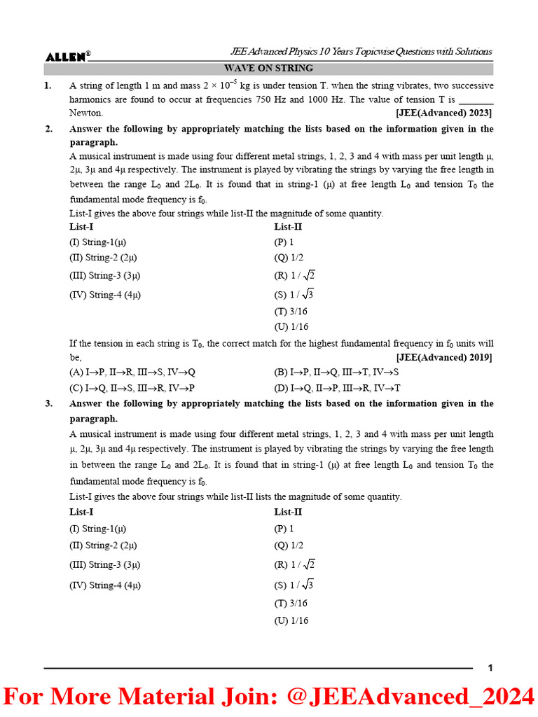 WAVE-ON-STRING | PDF | Waves | Tension (Physics)