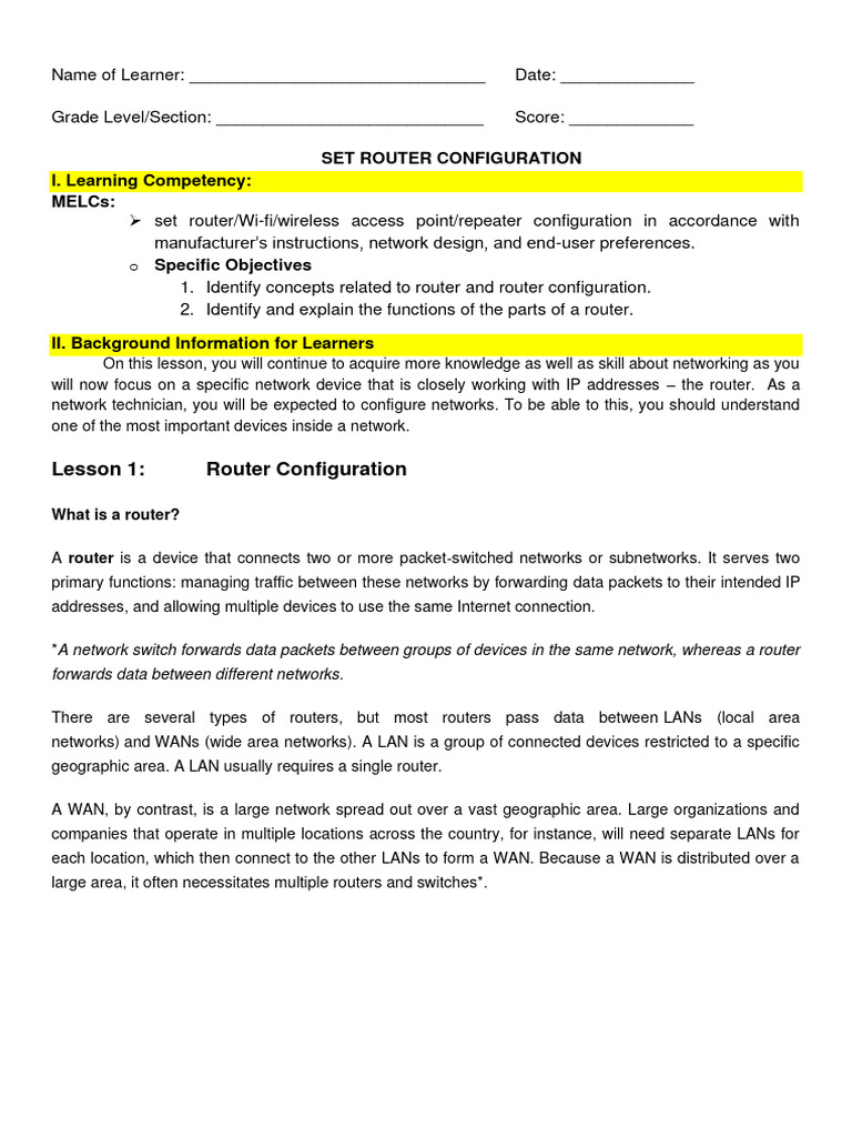 Router Configuration Pdf Computer Network Router Computing