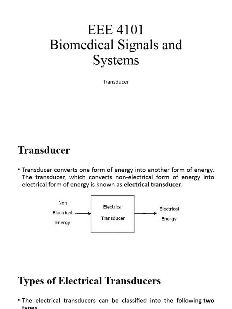 Types of Biomedical Transducers Explained | PDF | Electrical Resistance ...