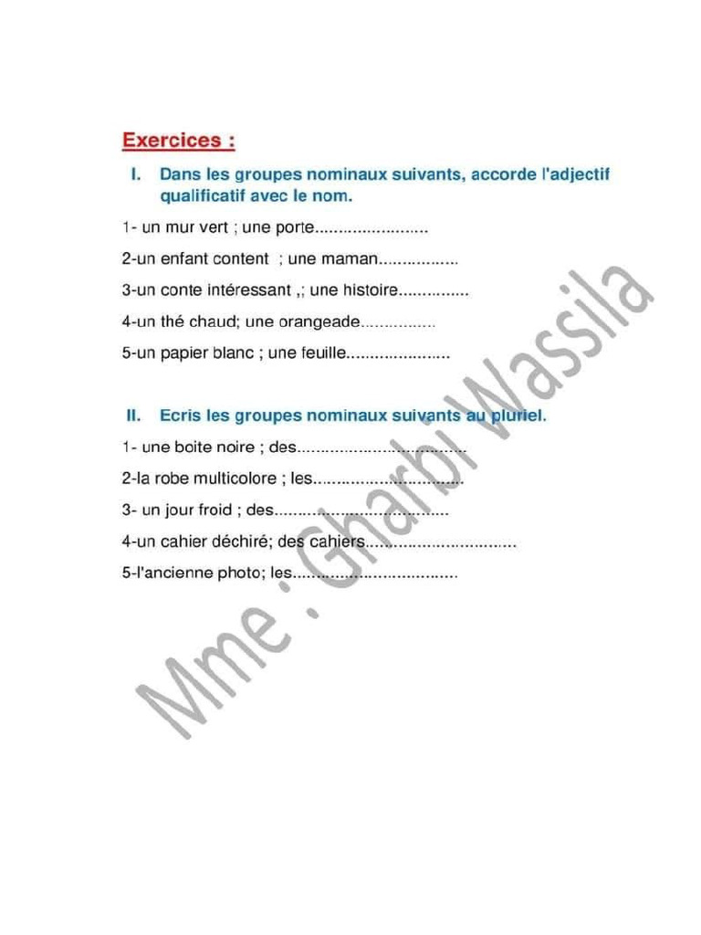 l'adjectif qualificatif et l'accord de l'adjectif qualificatif avec le ...