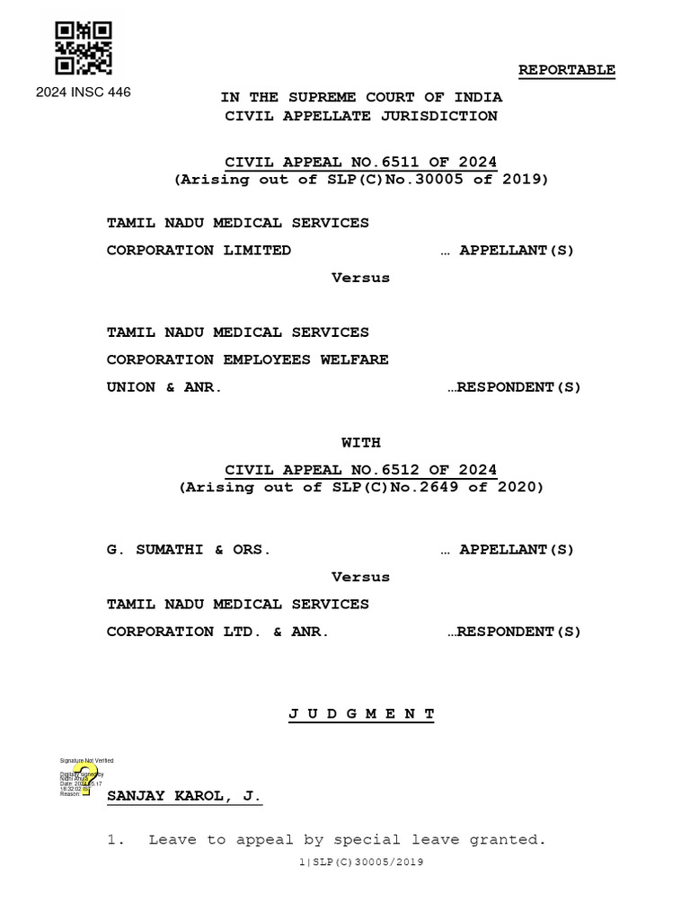 Supreme Court Ruling on TNMSC Employment Dispute | PDF | Appeal ...