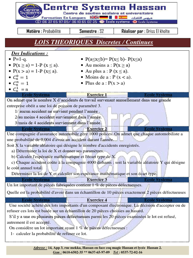 Probabilités et Lois Statistiques | PDF | Probabilité | Inventaire