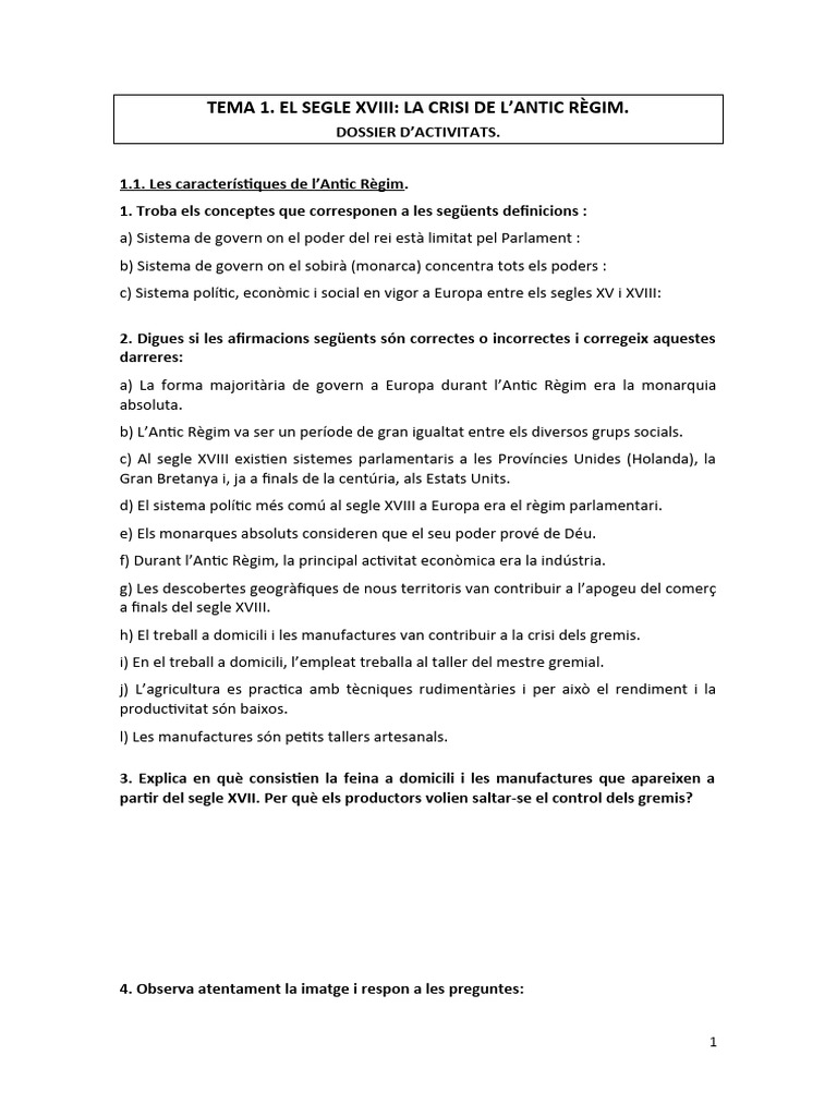 Dossier Dactivitats. Tema 1 | PDF