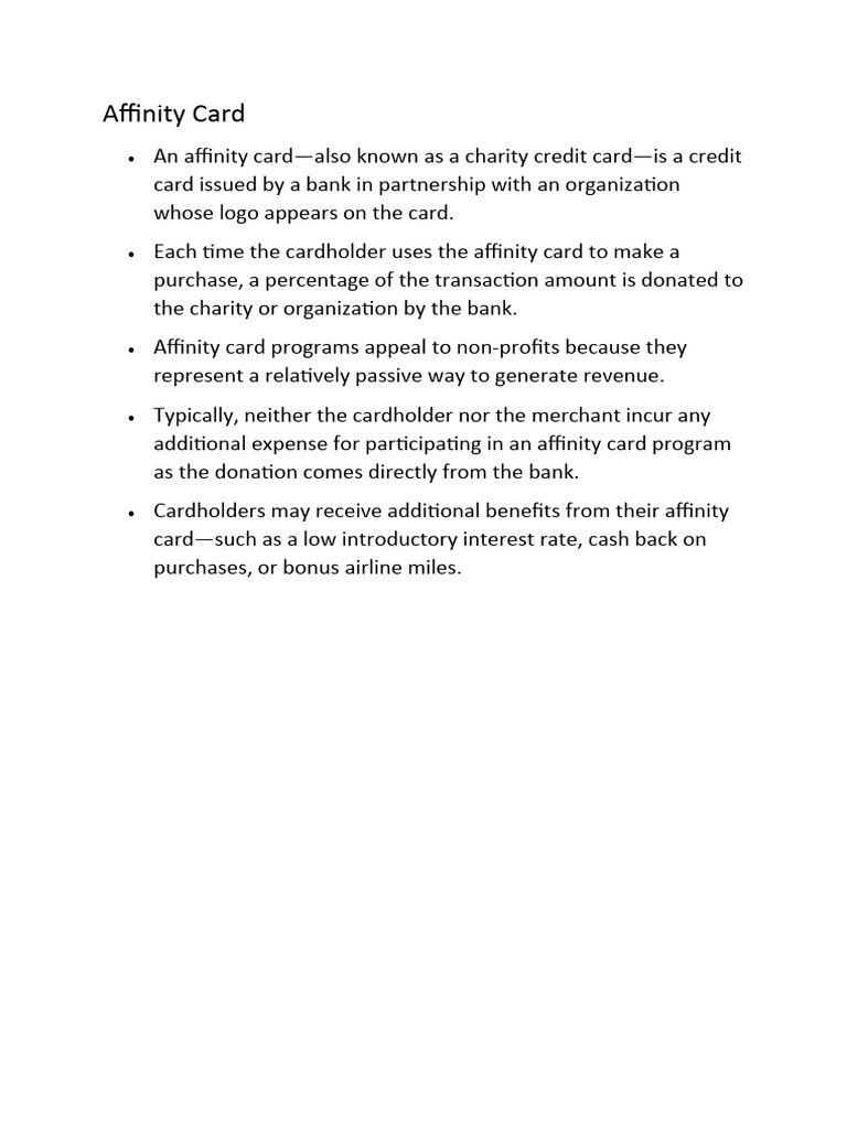 Affinity Card | PDF | Finance & Money Management