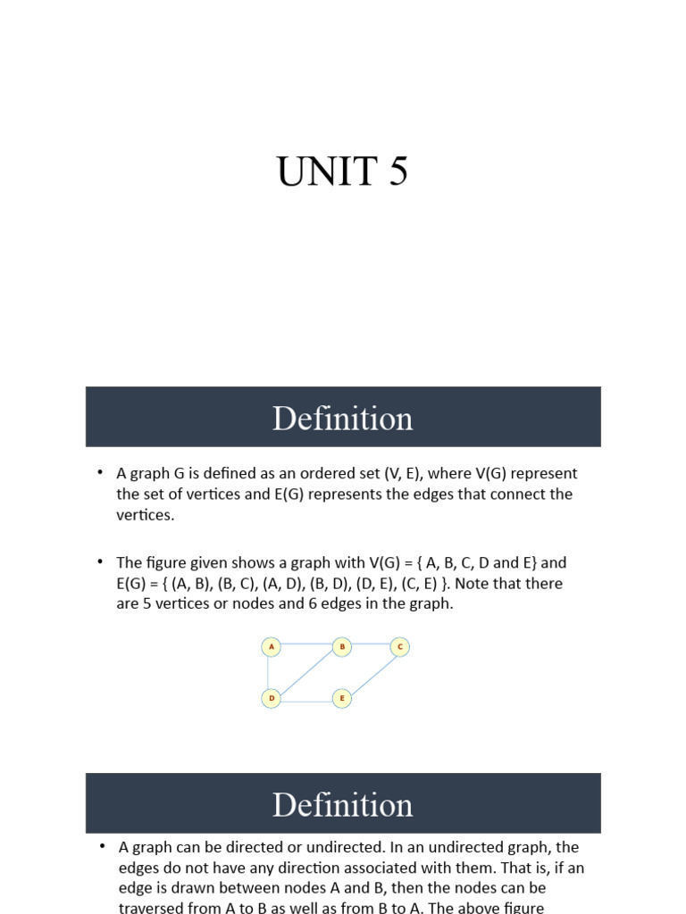 Unit 5 | PDF | Vertex (Graph Theory) | Queue (Abstract Data Type)