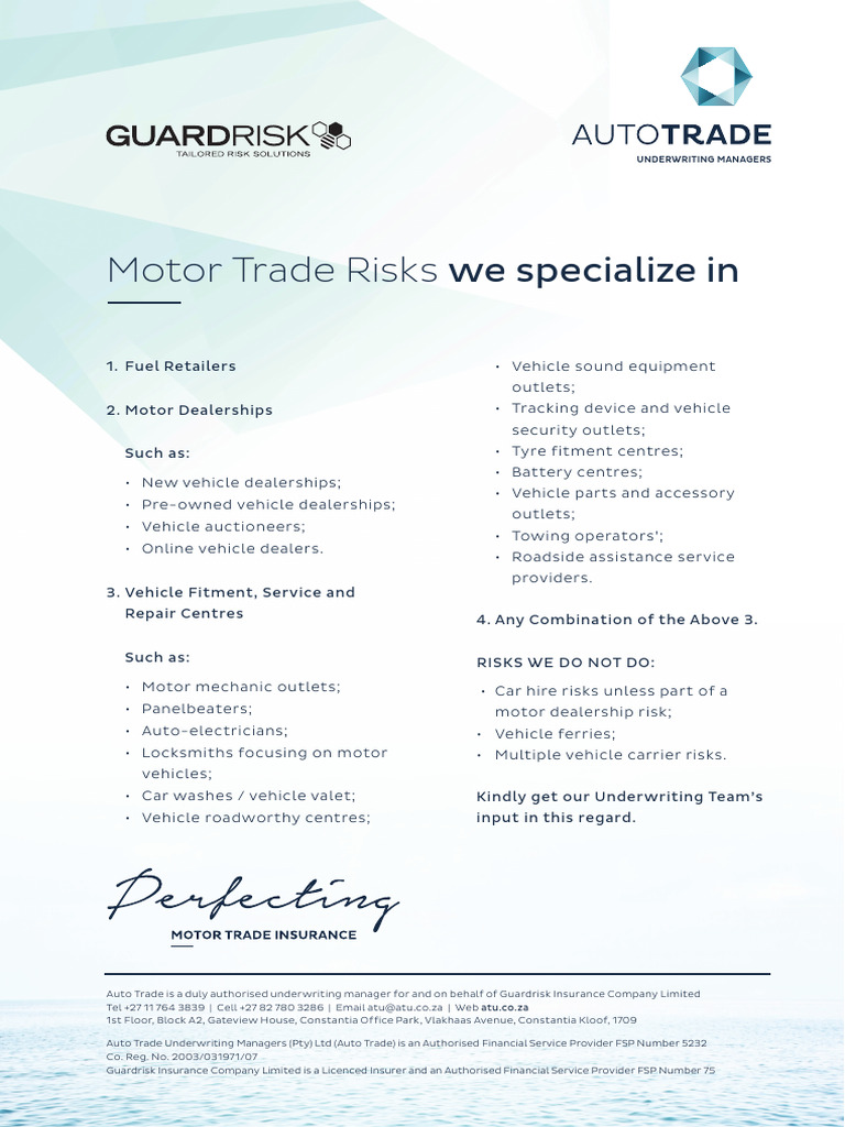 Motor Trade Risks Specialized ATU GR | PDF | Vehicles | Wheeled Vehicles