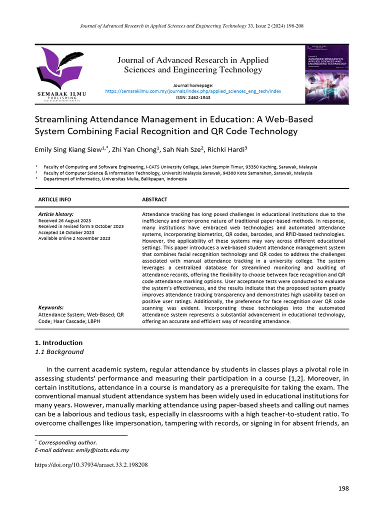 Streamlining Attendance Management in Education A Web-BasedSystem ...