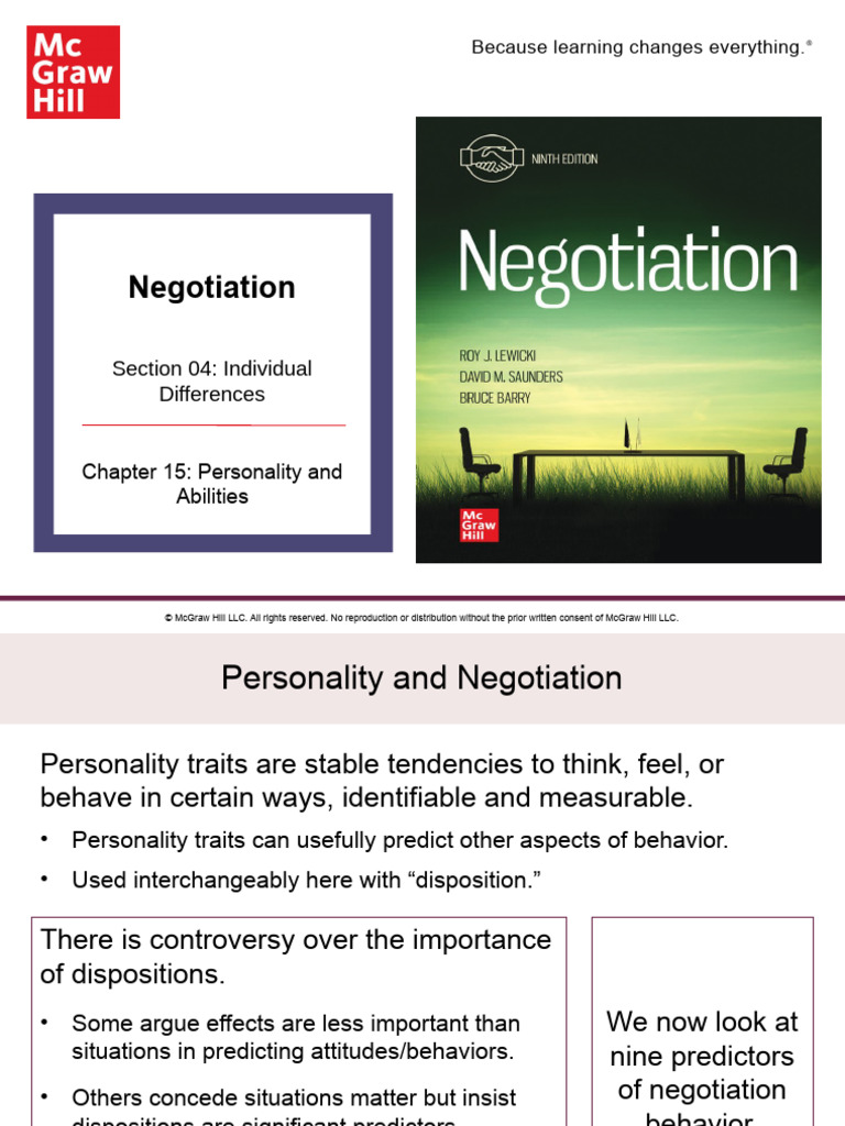 Lewicki Negotiation 9e PPT Ch15 ACCESS | PDF | Negotiation | Emotional ...