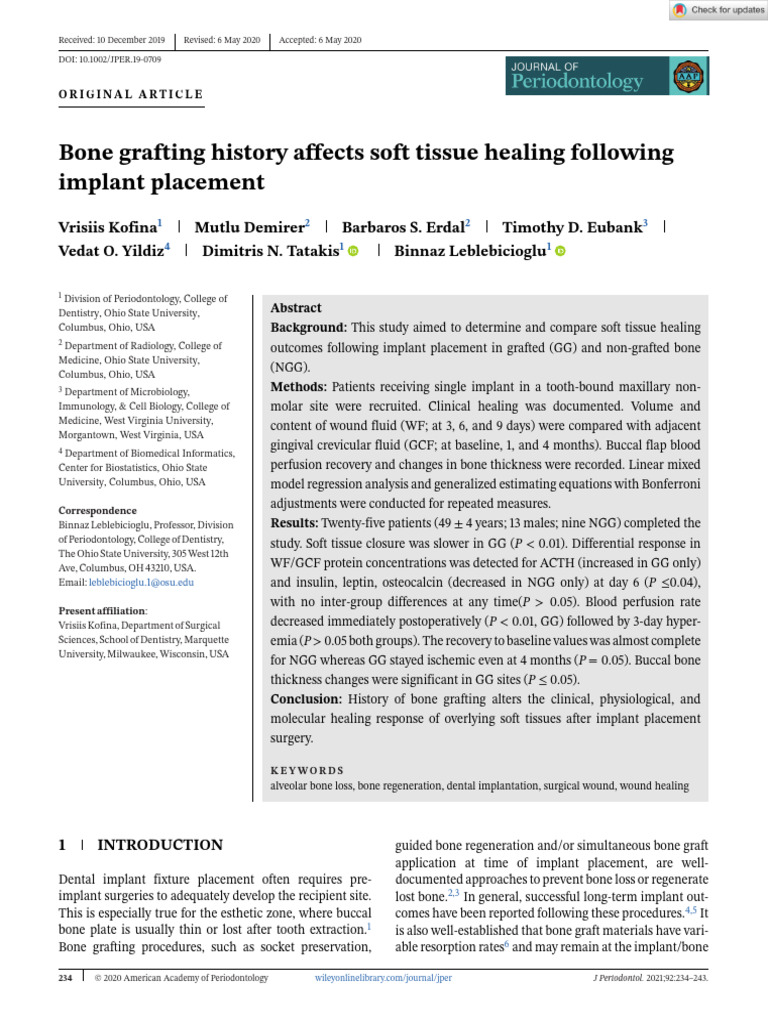 Journal of Periodontology - 2020 - Kofina - Bone Grafting History ...