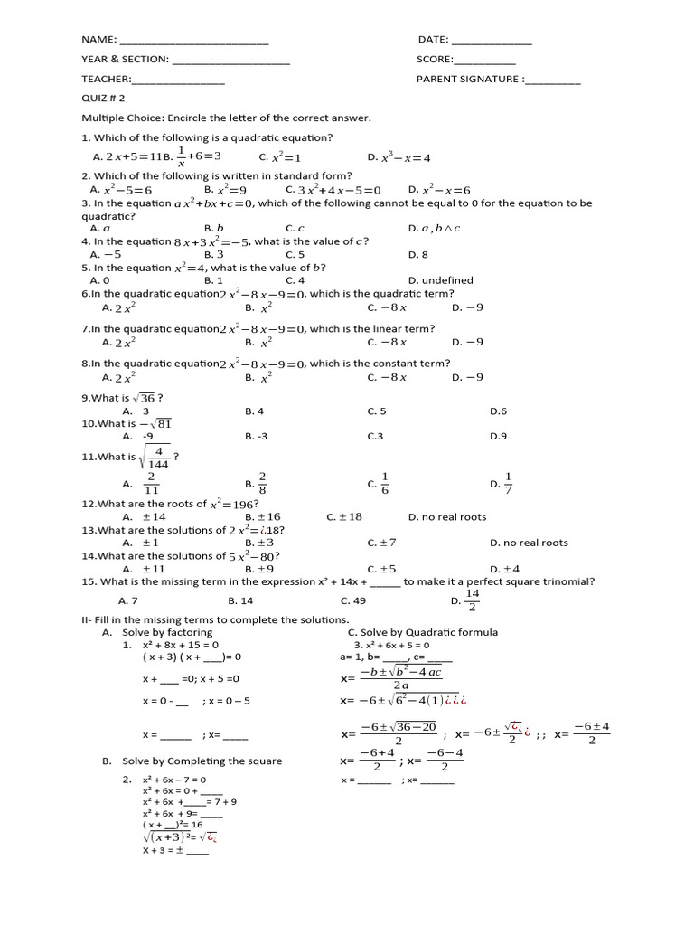 LONG QUIZ#2 | PDF | Quadratic Equation | Mathematical Objects