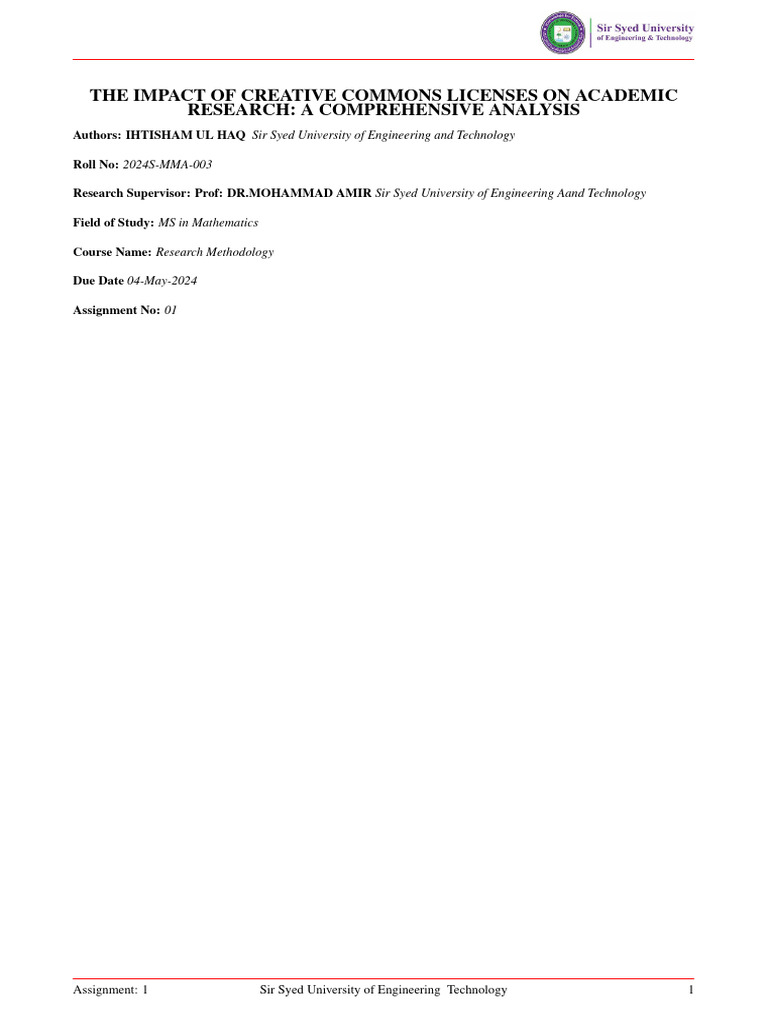 Research Paper by Ihtisham Ul Haq | PDF | Creative Commons License ...