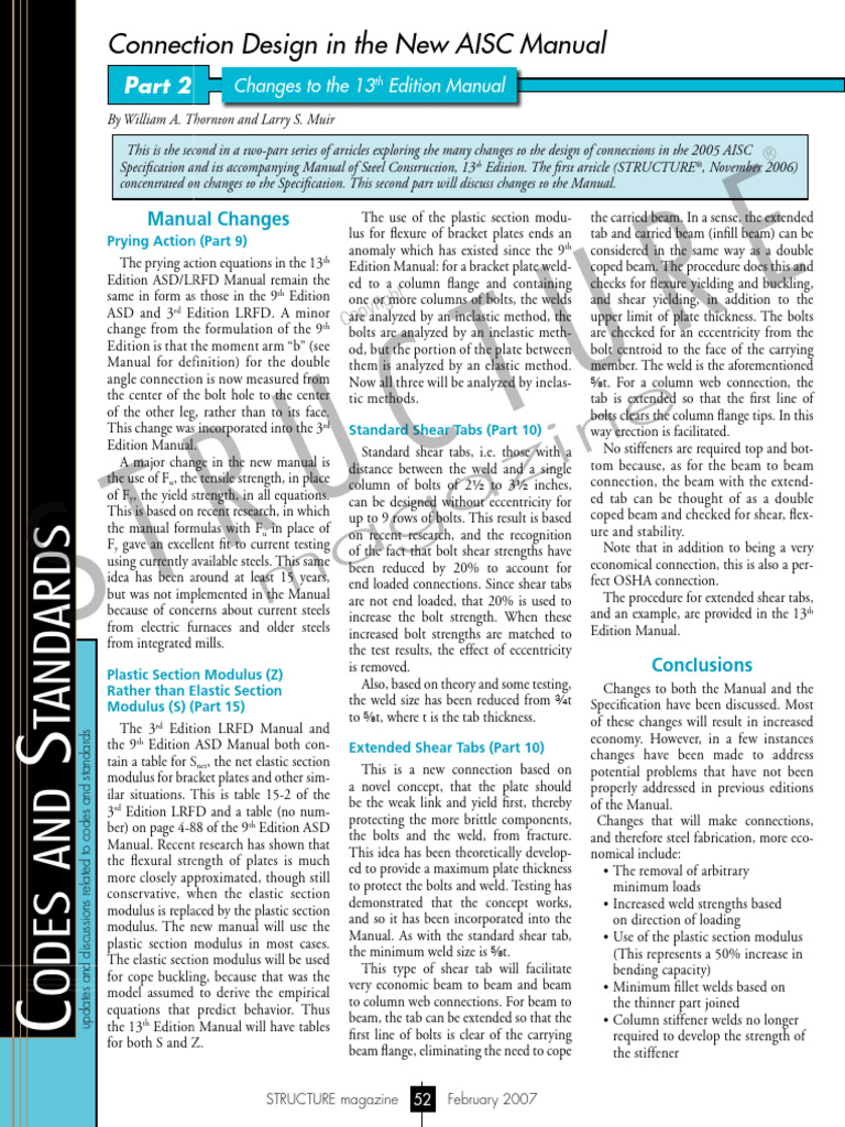 Connection Design in New AISC Manual | PDF | Buckling | Strength Of ...