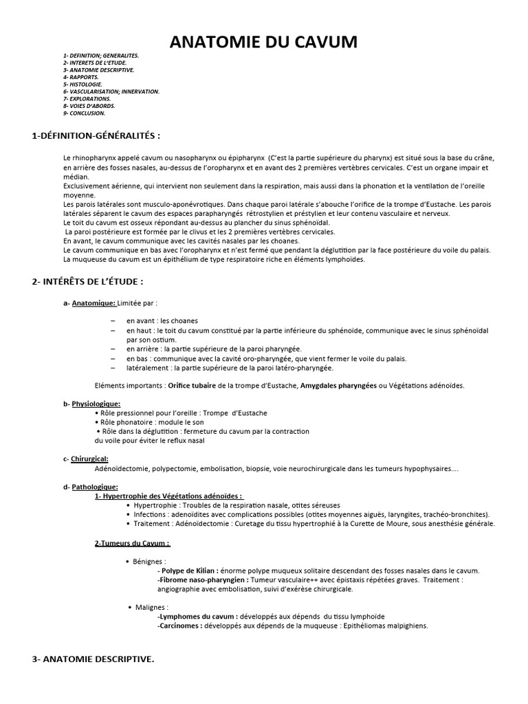 10.anatomie Du Cavum | PDF | Épithélium | Anatomie humaine