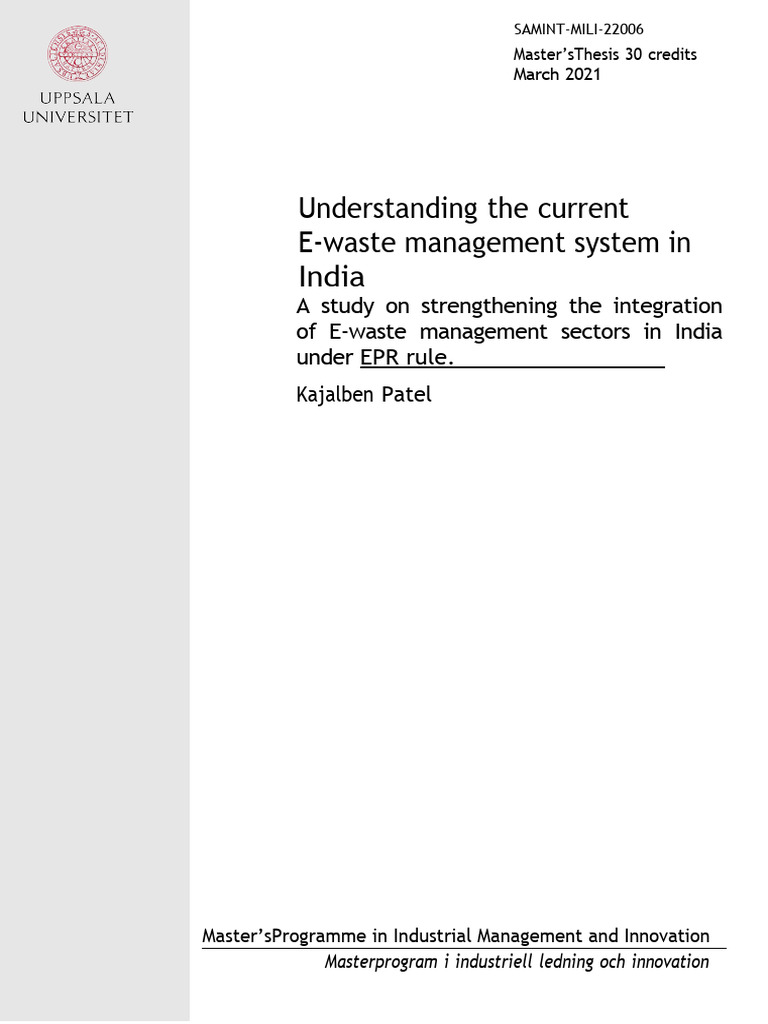 Study On Recycling and Management System of Electronic Waste in India ...