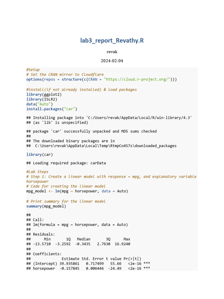 Lab3 Report Revathy | PDF | R (Programming Language) | Software
