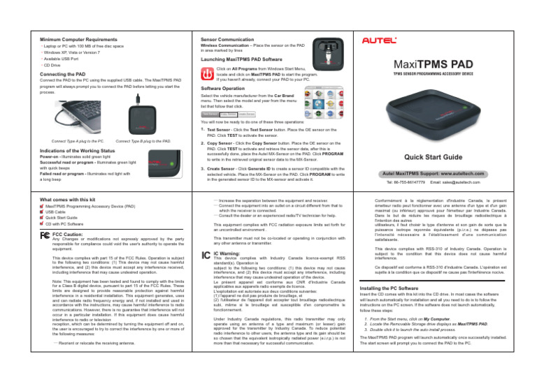 TPMS PAD Manual V1.00 | PDF | Telecommunications | Electronics