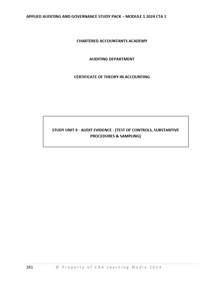 2024-cta-l1-auditing-and-governance-study-unit-9-audit-evidence