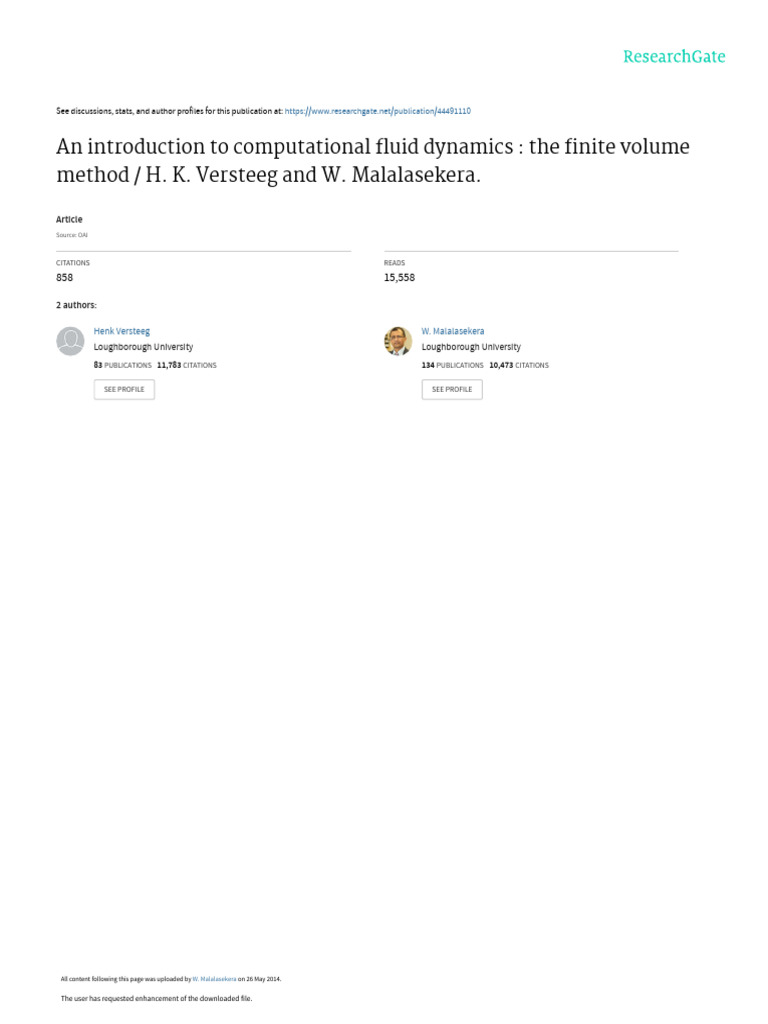 An Introduction To Computational Uid Dynamics: The Finite Volume Method / H. K. Versteeg and W ...