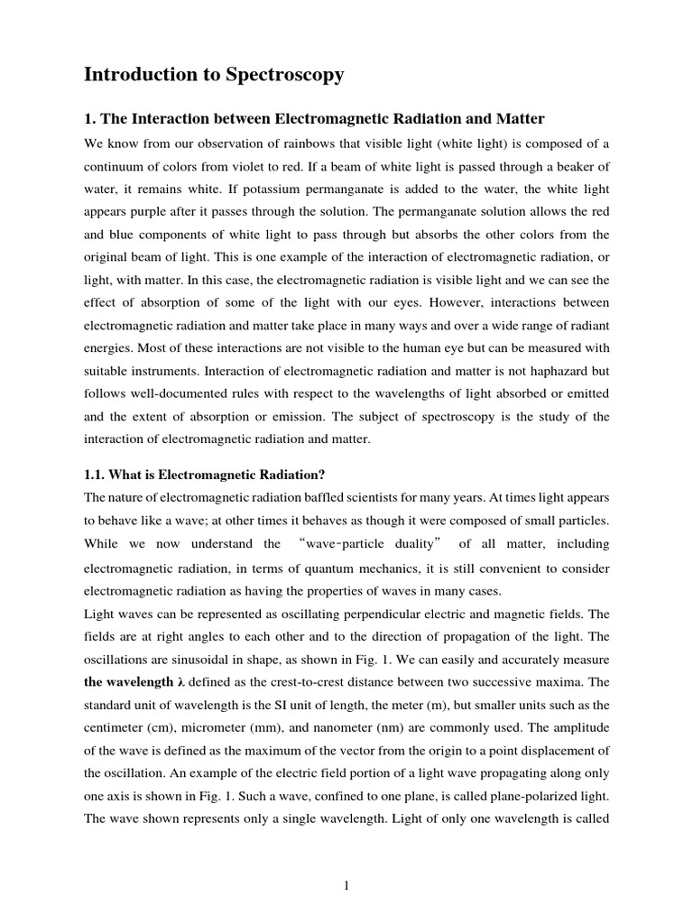 Introduction to Spectroscopy | PDF | Electromagnetic Radiation ...