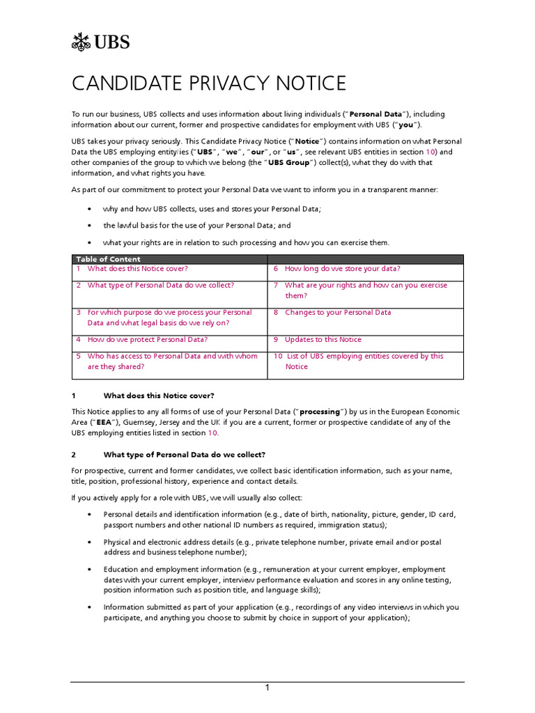 Candidate Privacy Notice En-Eea-Je-Uk | Download Free PDF | Information ...