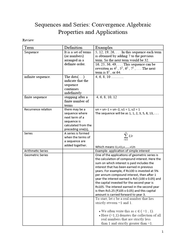 Fourth Notes - Sequences and Series | PDF | Sequence | Summation