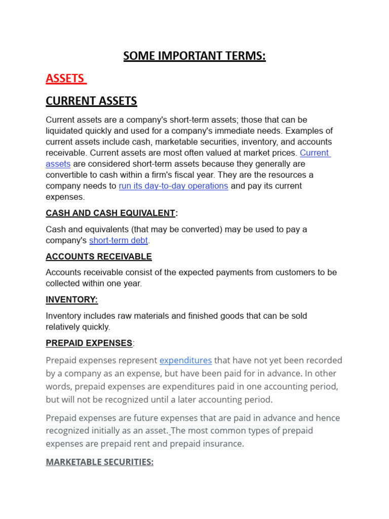 Important Terms Accounts | PDF | Loans | Securities (Finance)