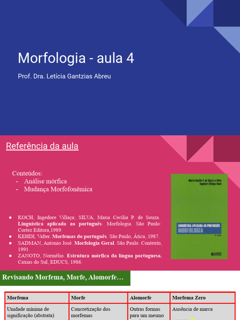 Morfologia - Aula 4 | Download grátis PDF | Palavra | Famílias linguísticas