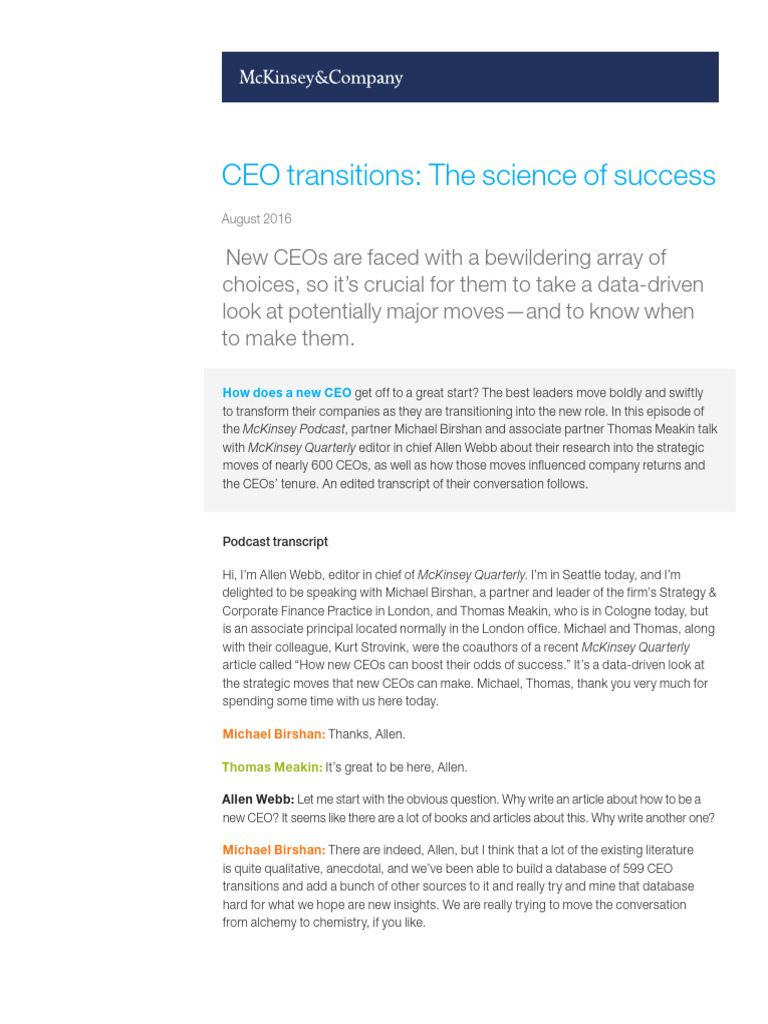 CEO Transitions The Science of Success | PDF | Business