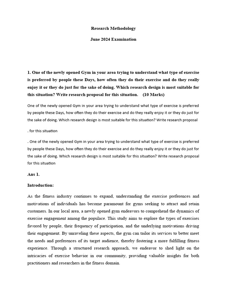 Gym Exercise Preferences Study | PDF | Survey Methodology | Consumer ...