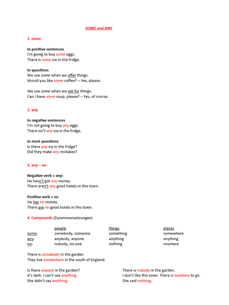 Understanding Some, Any, Much, and Many | PDF