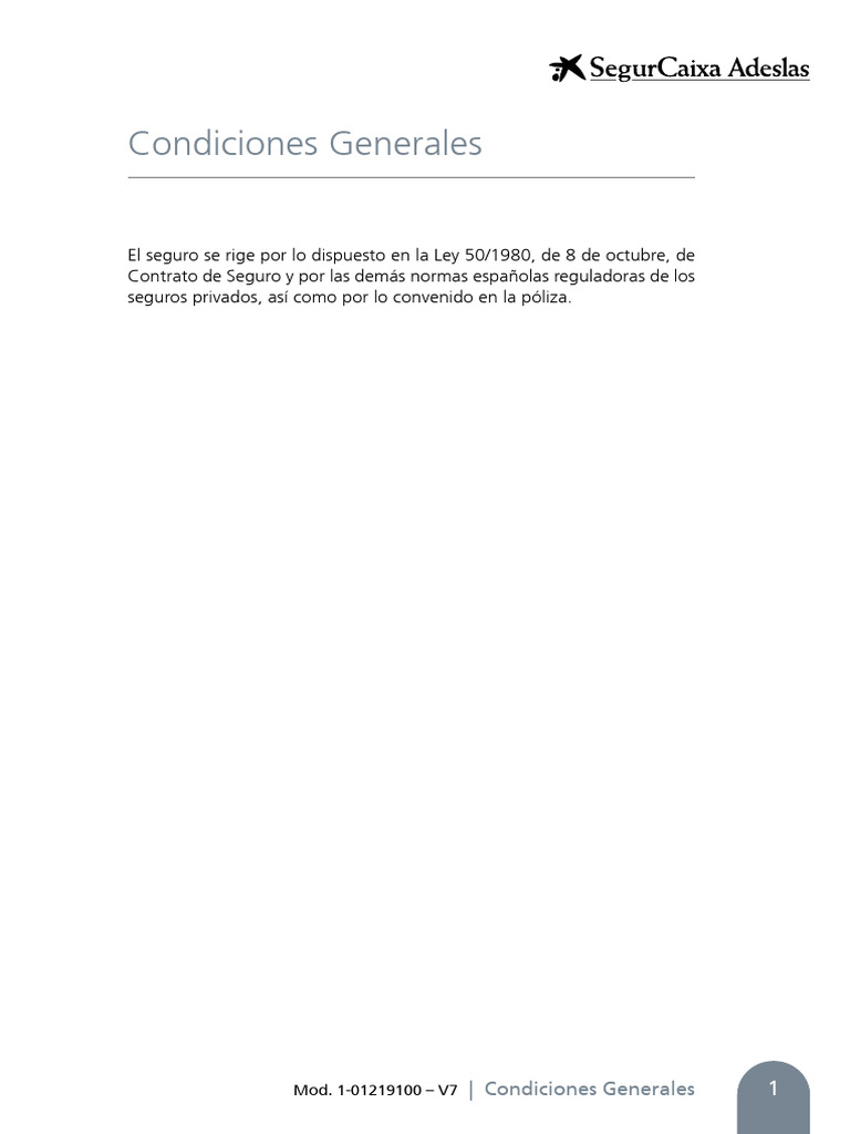 Condiciones Generales | PDF | Póliza de seguros | Seguro