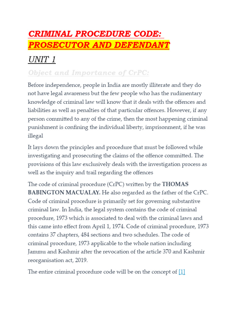 Criminal Procedure Code Notes | PDF | Bail | Arrest