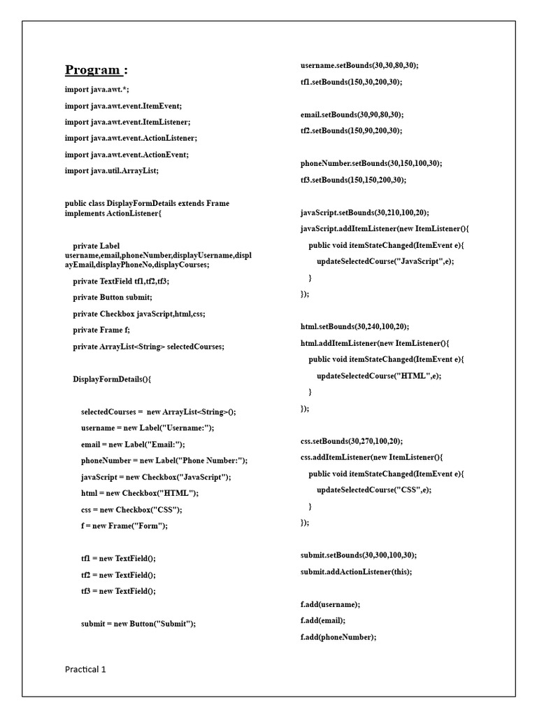 Java 1 Prac 1 Download Free Pdf Software Engineering Programming Paradigms 