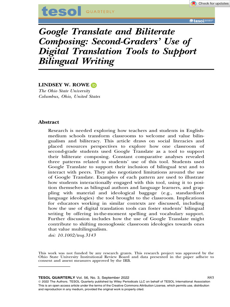 Rowe - Google Translate and Biliterate Composing Second Graders Use of ...