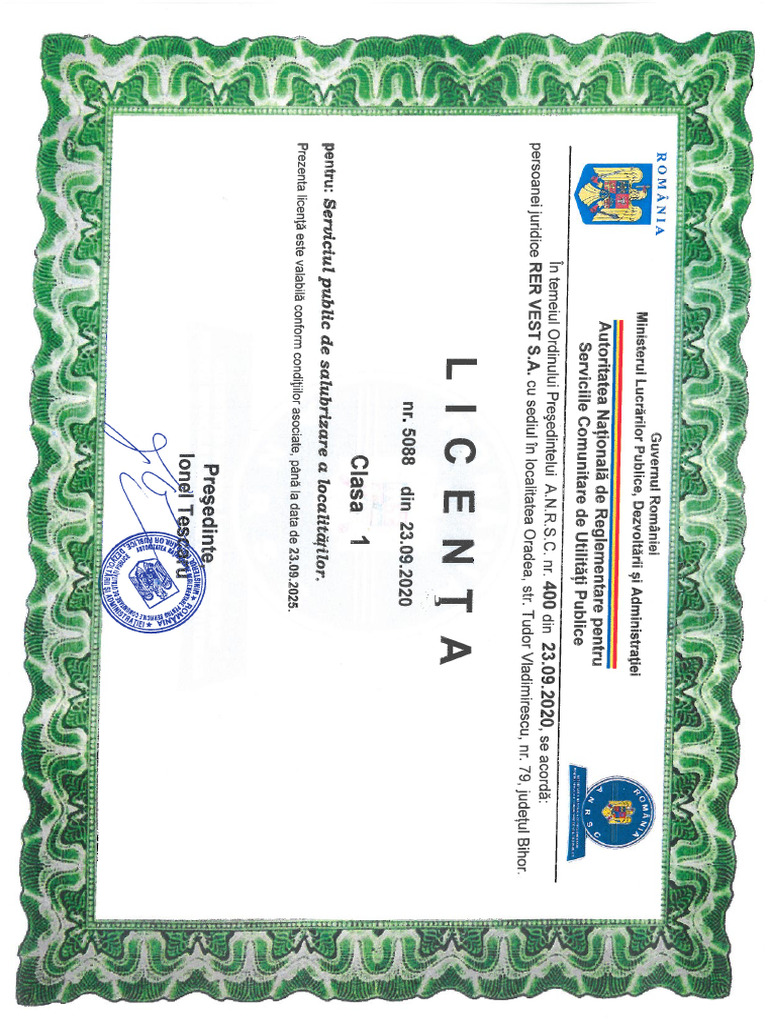 Anexa9 - Licenta ANRSC | PDF