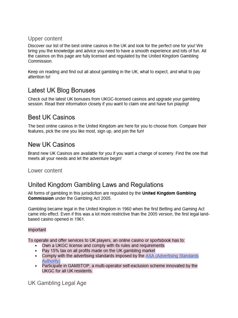 UK Casinos | PDF | Gambling | Slot Machine