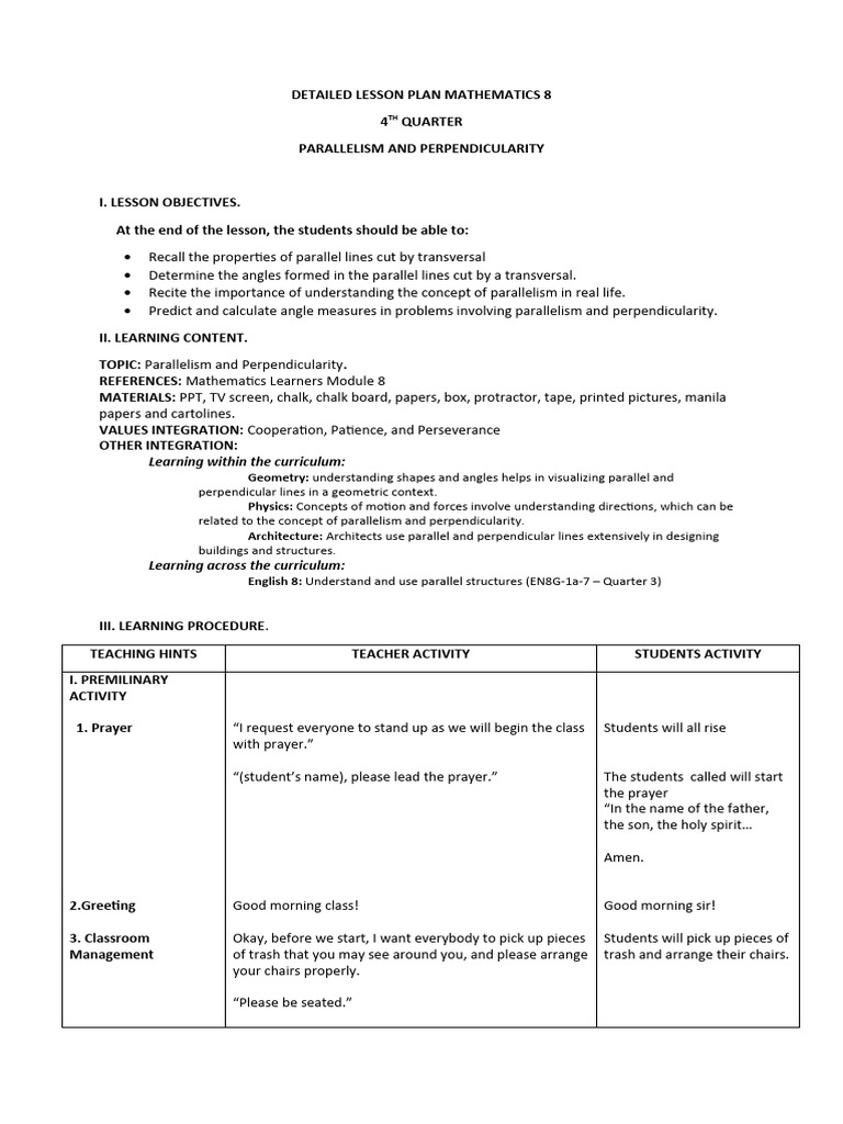 Final demo-DETAILED LESSON PLAN MATHEMATICS 8 - Edited | PDF | Line ...