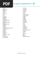 Sea Animal Vocabulary List | PDF