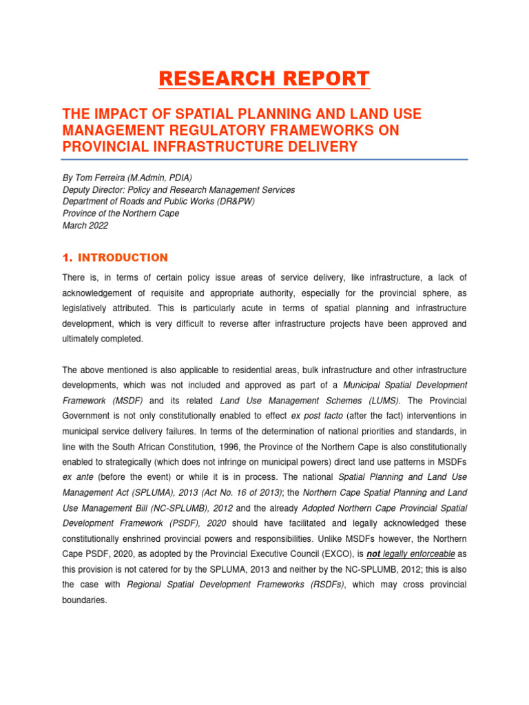 Impact of Spatial Planning on Infrastructure | PDF | Governance | Policy