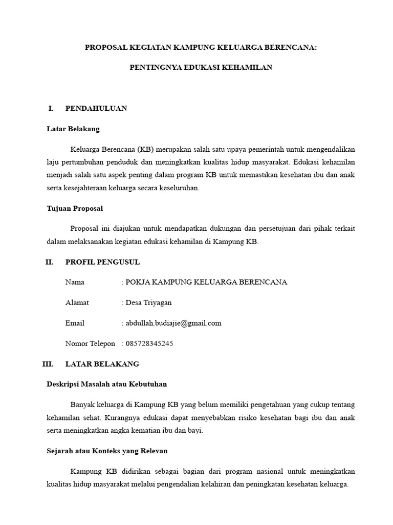 Proposal Kegiatan Kampung Keluarga Berencana | PDF | Sains & Matematika