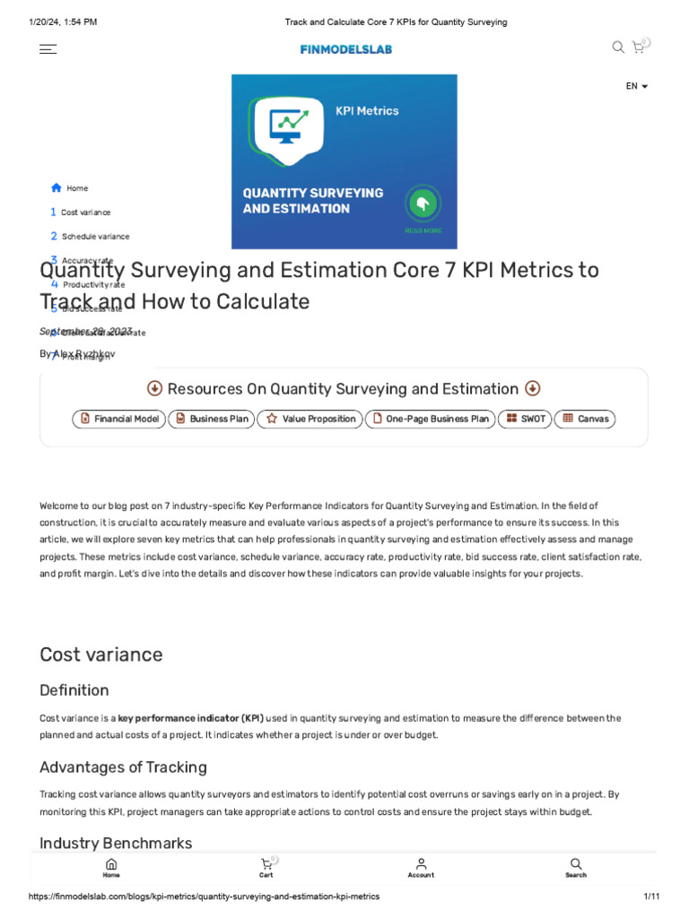 Track and Calculate Core 7 KPIs For Quantity Surveying | PDF ...