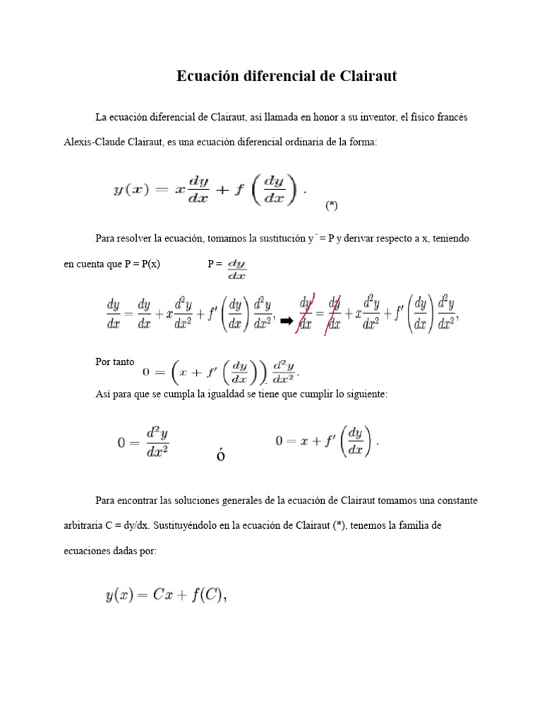 Ecuación Diferencial de Clairaut Explicada | PDF