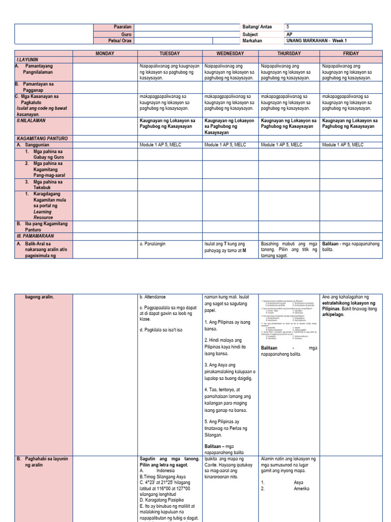DLL Week 1 Ap 5 | PDF