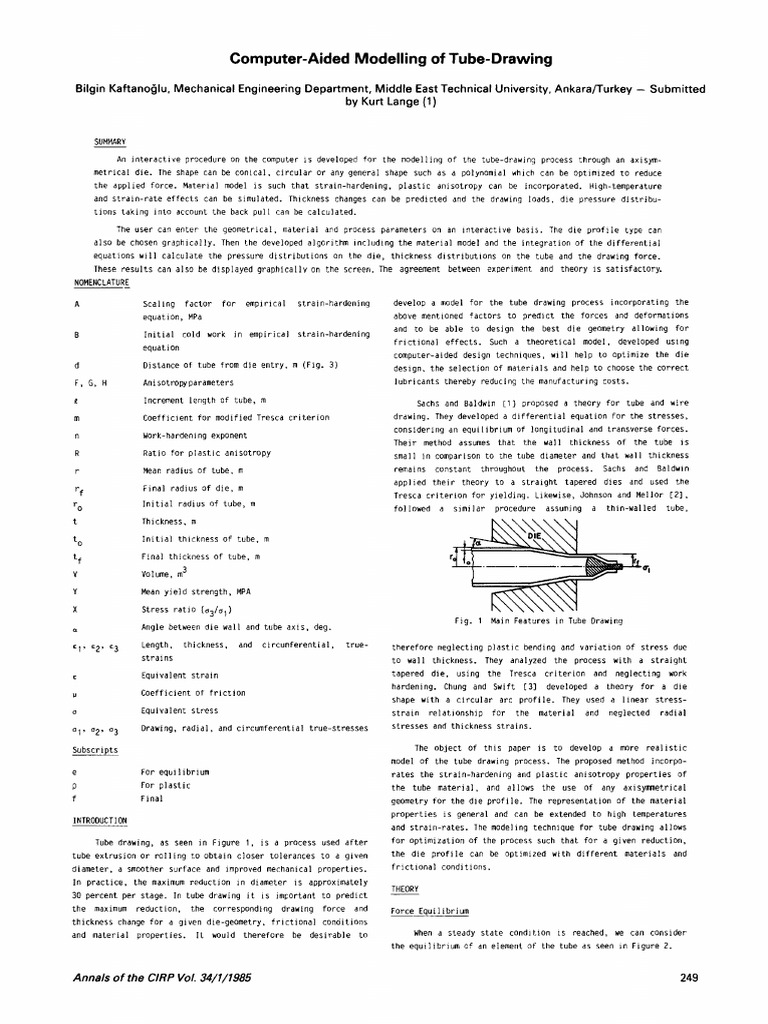 Computer Aided Modelling of Tube Drawing | PDF | Computer Aided Design | Stress (Mechanics)