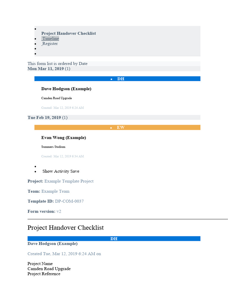 Project Handover Checklist | PDF
