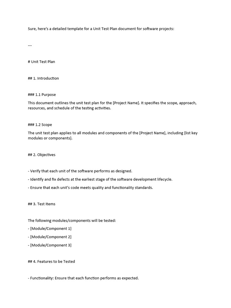 Unit Test Plan Template | PDF | Software Testing | Unit Testing