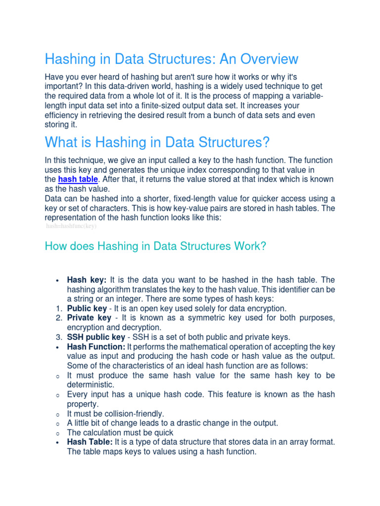 Hashing In Data Structures Pdf Key Cryptography Database Index