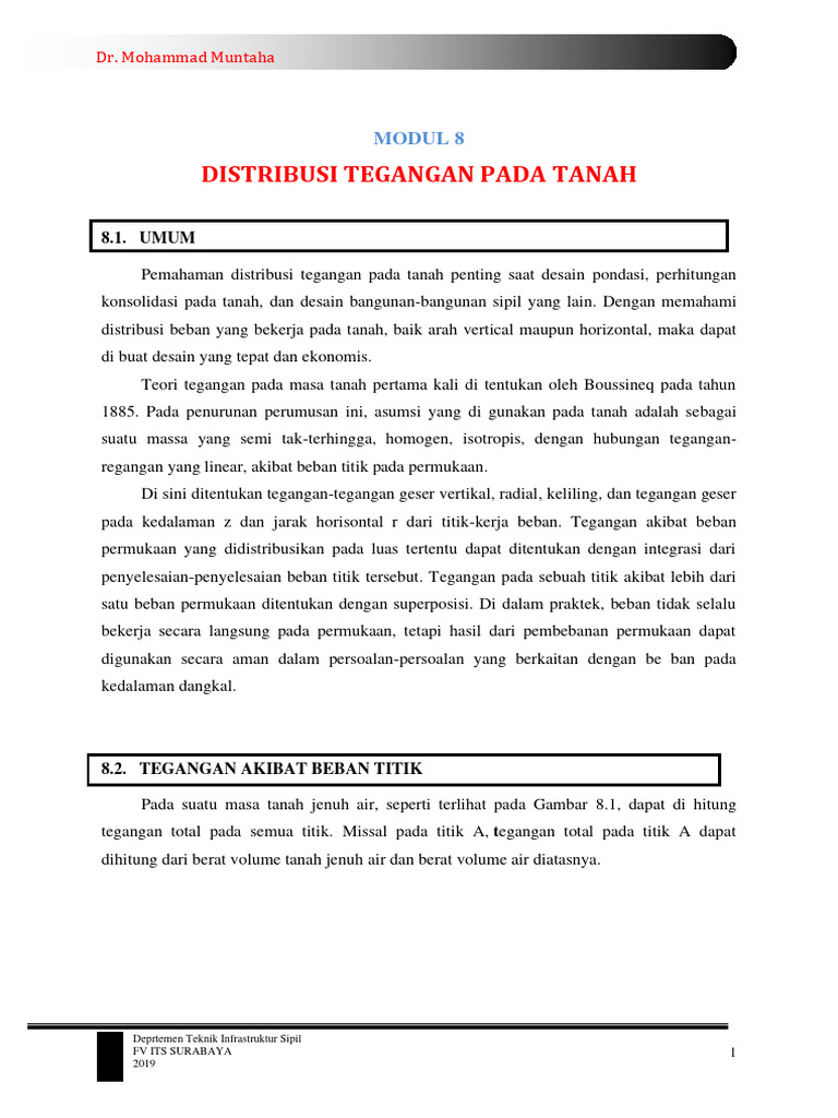 Modul 8 Distribusi Tegangan Tanah | PDF