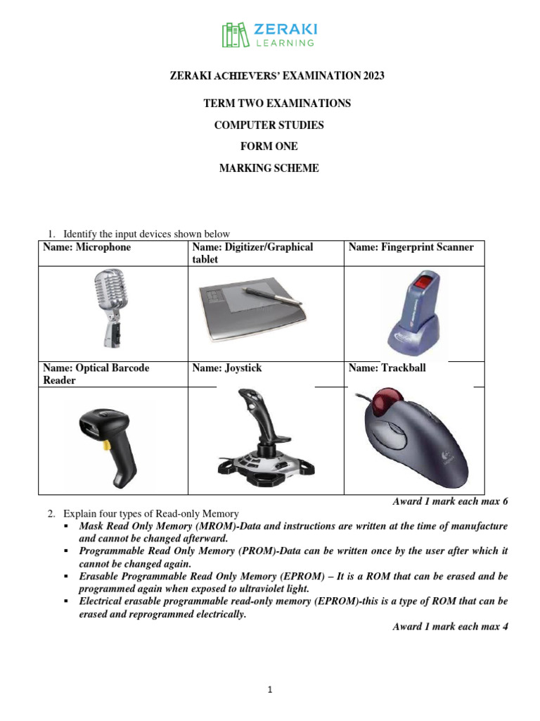 Computer - Marking Scheme | Download Free PDF | Read Only Memory | Computer Data Storage