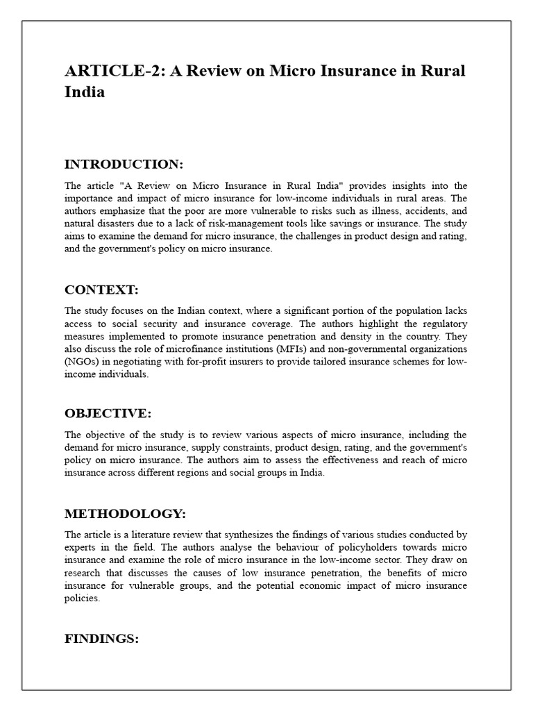 ARTICLE-2 | PDF | Insurance | Poverty